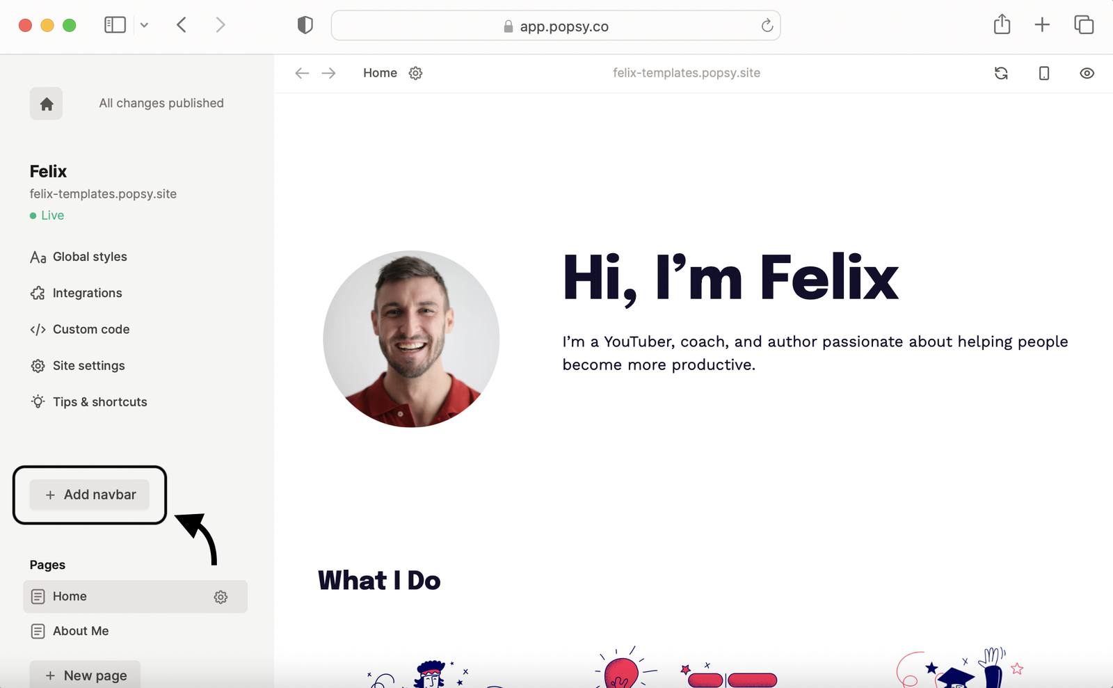 How To Create A Navigation Bar In Popsy